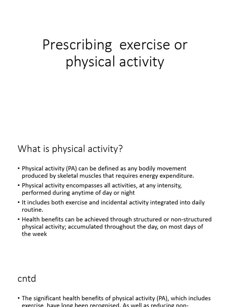 Prescribing Exercise or Physical Activity | PDF