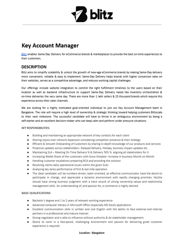 Key Account Manager | PDF