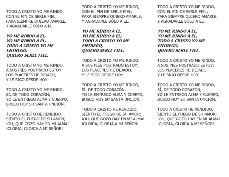 Todo A Cristo Yo Me Rindo | PDF