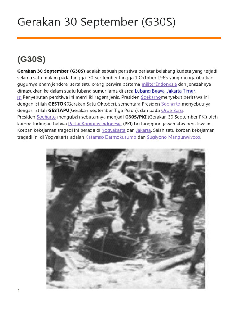Sejarah Gerakan 30 September 1965 | PDF | Ilmu Sosial
