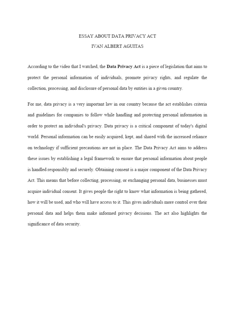 Importance of the Data Privacy Act | PDF