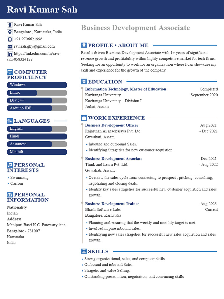 Resume Ravi | Download Free PDF | Computing