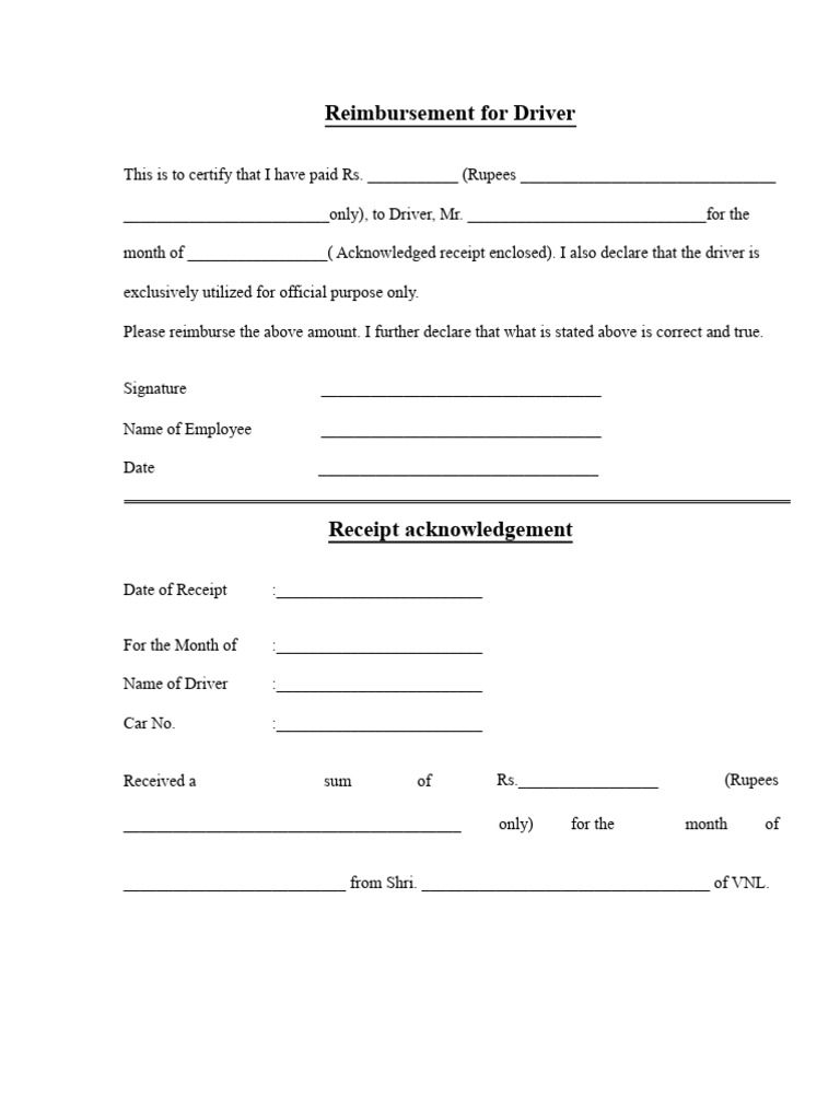 Driver Salary Receipt | PDF | Finance & Money Management