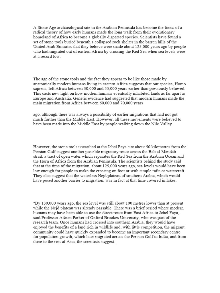 A Stone Age Archaeological Site in The Arabian Pen | Download Free PDF ...