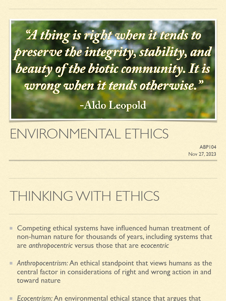 Unit 9 Slides - Environmental Ethics | PDF