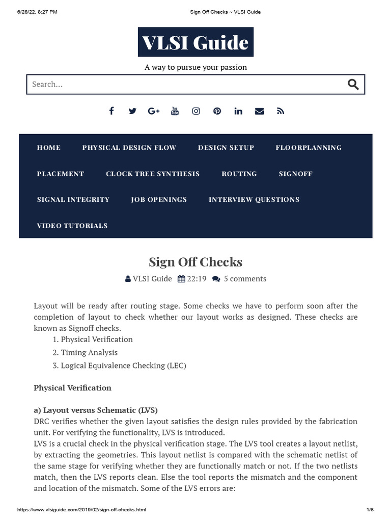 Sign Off Checks - VLSI Guide | PDF
