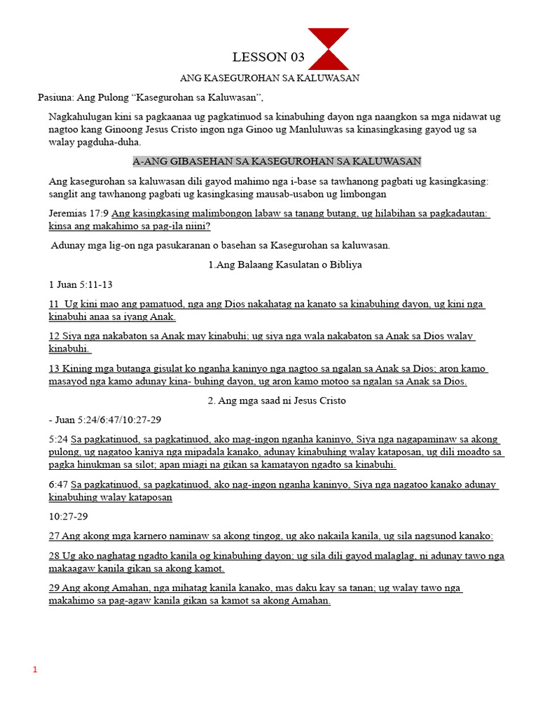 Lesson 03 ANG KASEGURUHAN SA KALUWASAN | PDF
