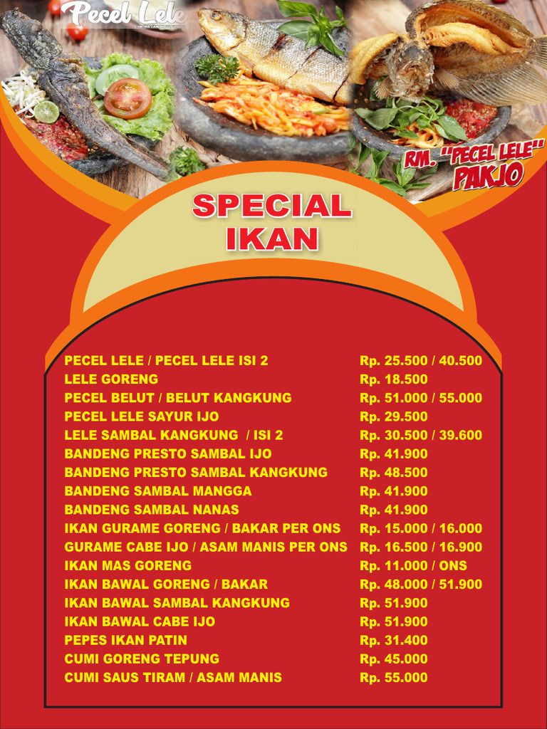 Menu Pecel Lele Pak Jo | PDF