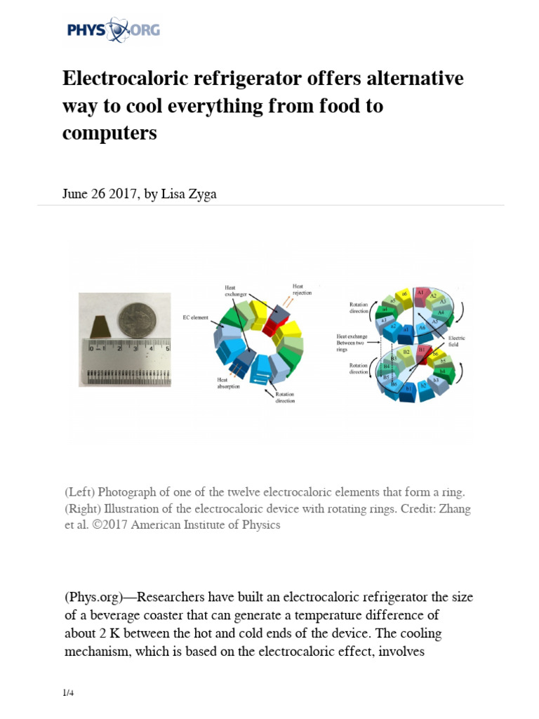 2017 06 Electrocaloric Refrigerator Alternative Cool Food | PDF