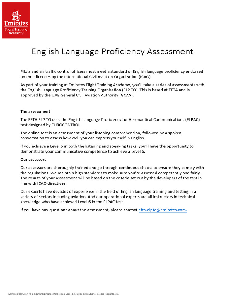 English Language Proficiency English | PDF | Business