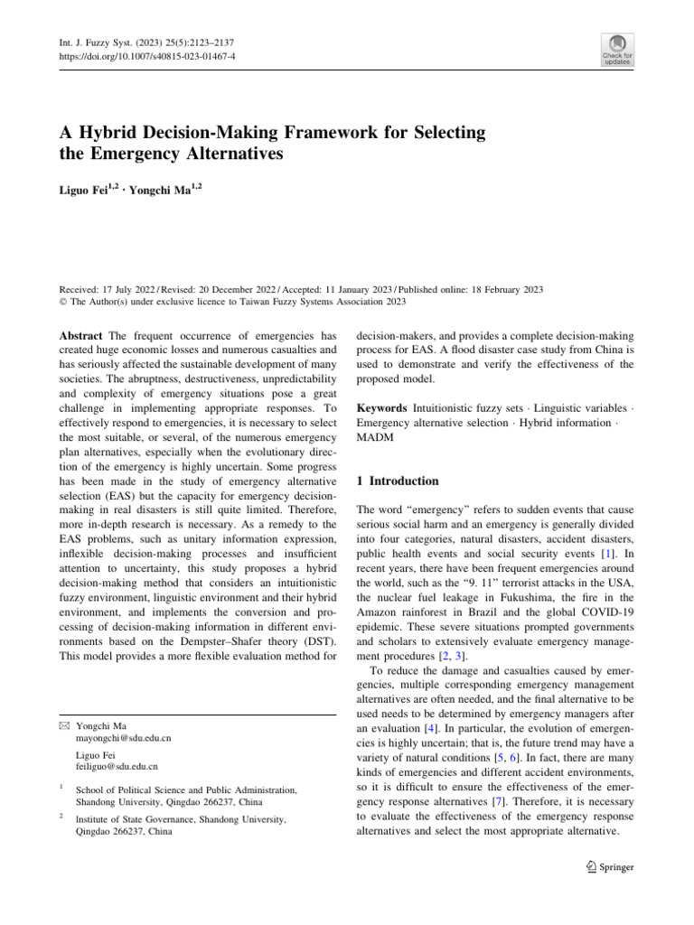 Hybrid Decision Making Framework Pdf Decision Making Science