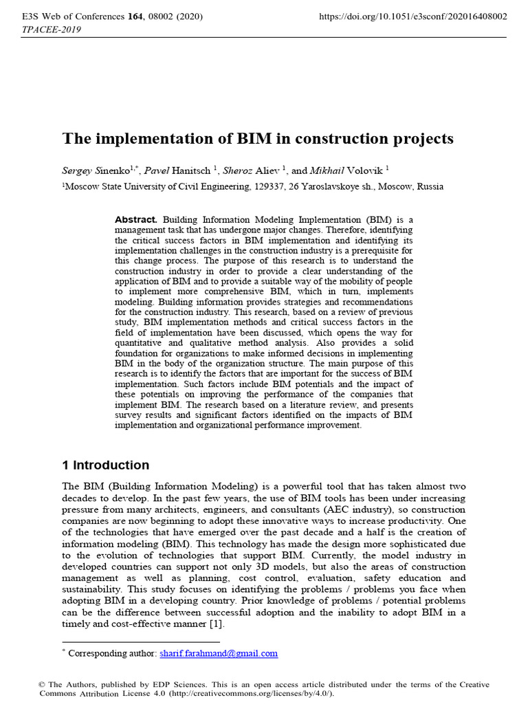 The Implementation of BIM in Construction Projects | PDF | Building ...