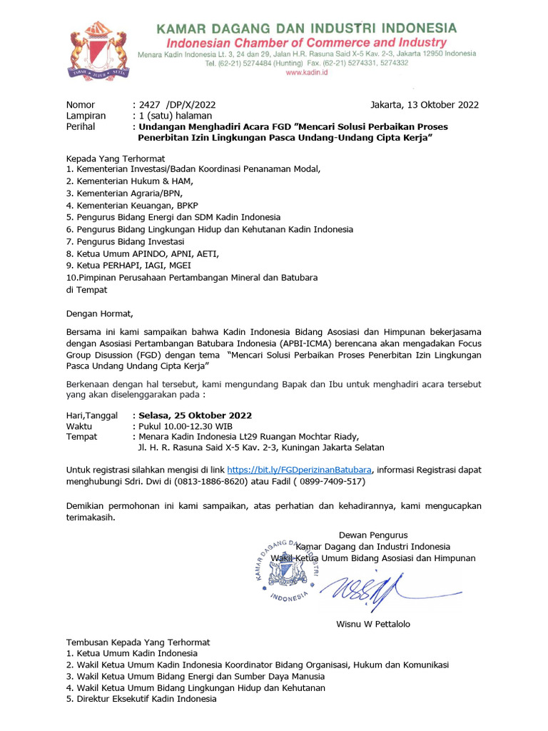 (Peserta) Undangan FGD APBI-ICMA Dan Kadin | PDF | Griya & Taman | Teknologi & Rekayasa