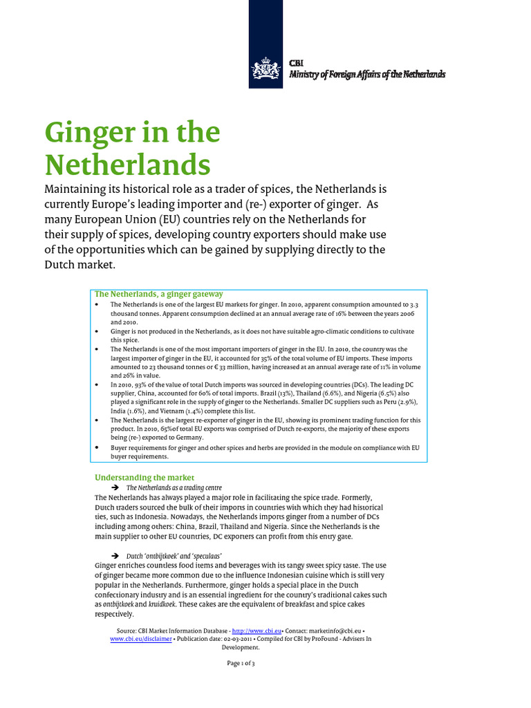 Dutch Ginger Trade Insights 2011 | PDF | Ginger | Netherlands