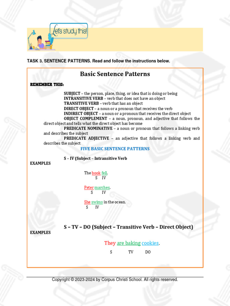 SENTENCE-PATTERNS | PDF | Verb | Subject (Grammar)