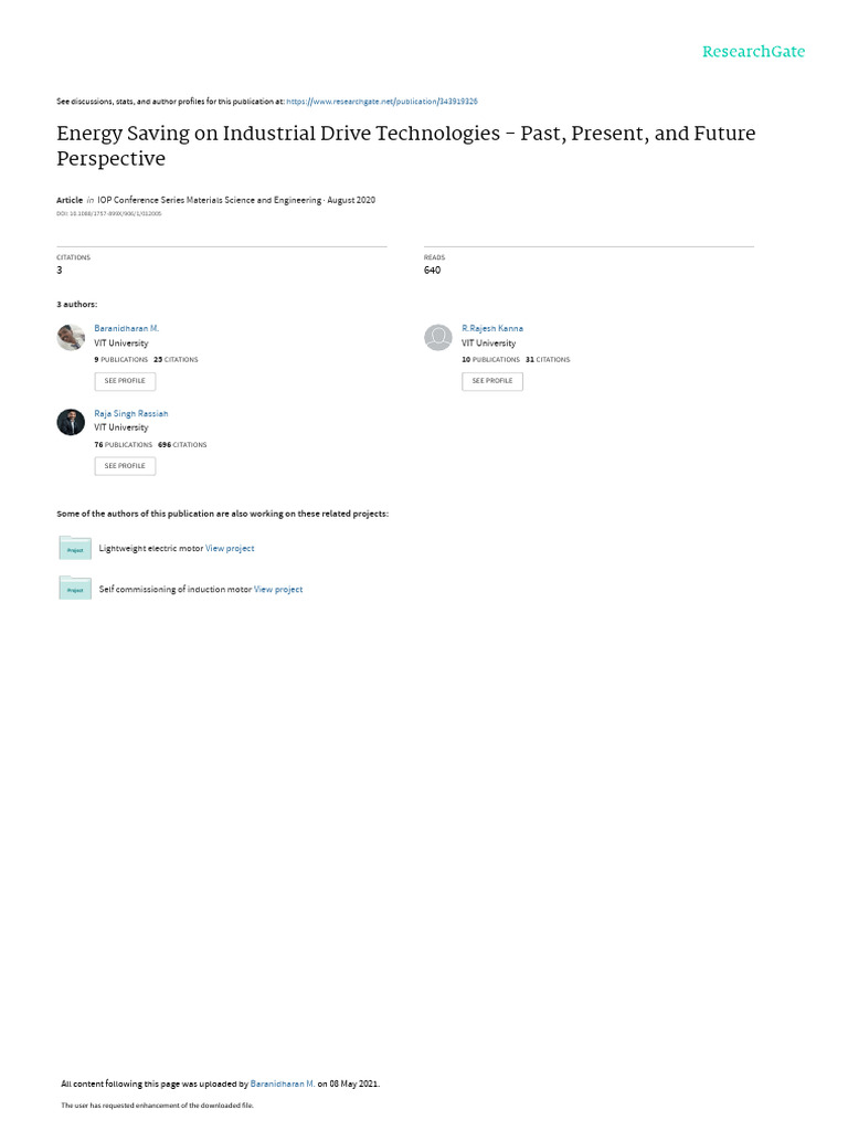 Baranidharan 2020 IOP Conf. Ser. Mater. Sci. Eng. 906 012005 | PDF | Electric Motor | Efficient ...