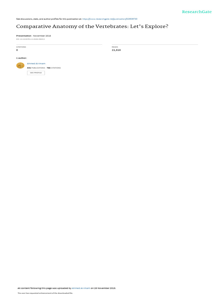 Comparative Anatomy of Vertebrates | PDF | Wellness | Science & Mathematics