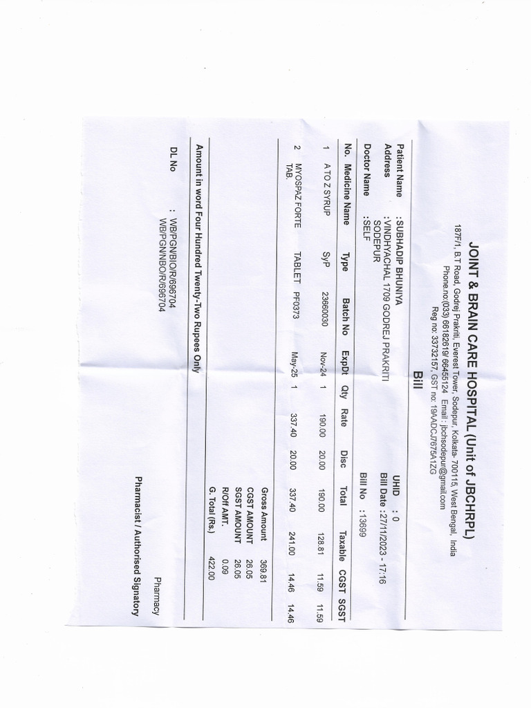 JBCH Bill 27112023 | PDF