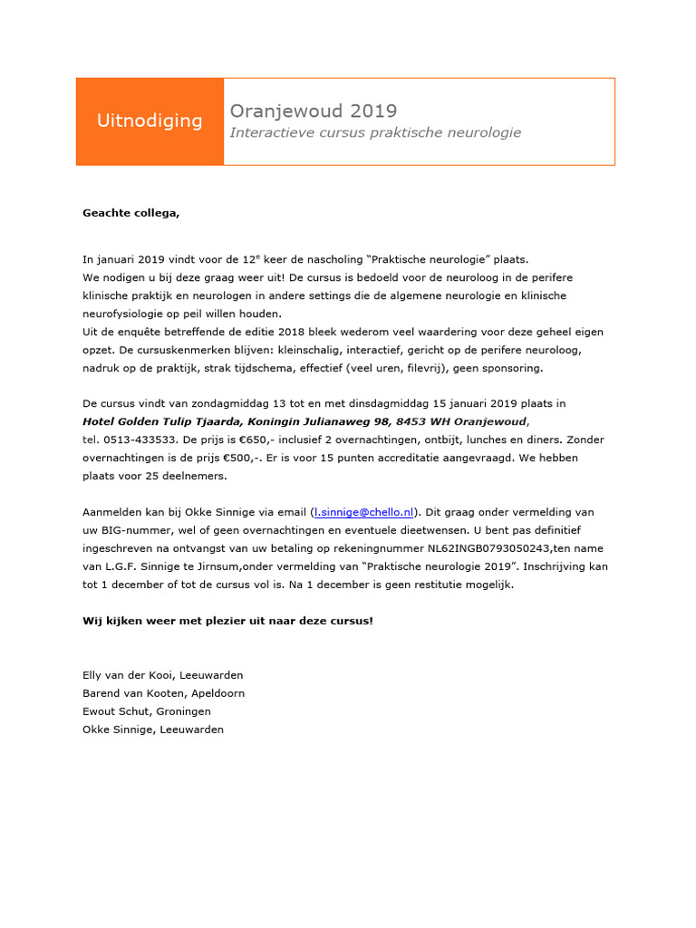 Uitnodiging Oranjewoud 2019 | PDF