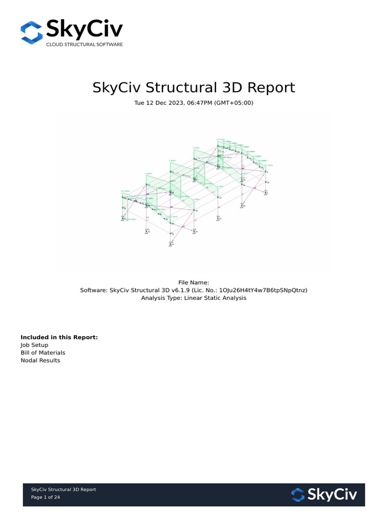 SkyCiv Structural 3D Report | PDF | Young's Modulus | Continuum Mechanics
