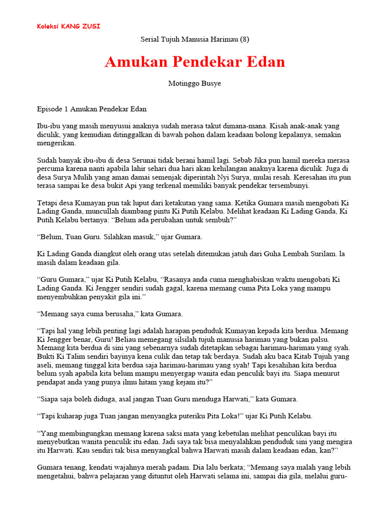 Tujuh Manusia Harimau 8 - Amukan Pendekar Edan | PDF
