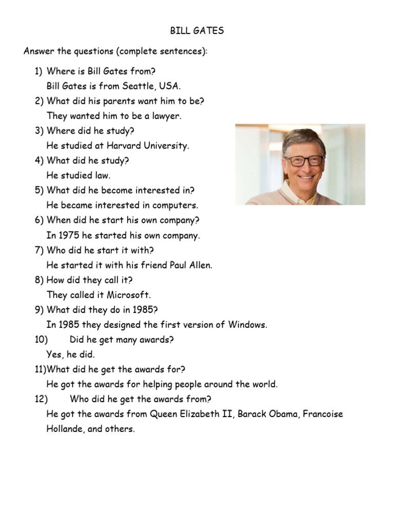 BILL GATES questions and answers | PDF