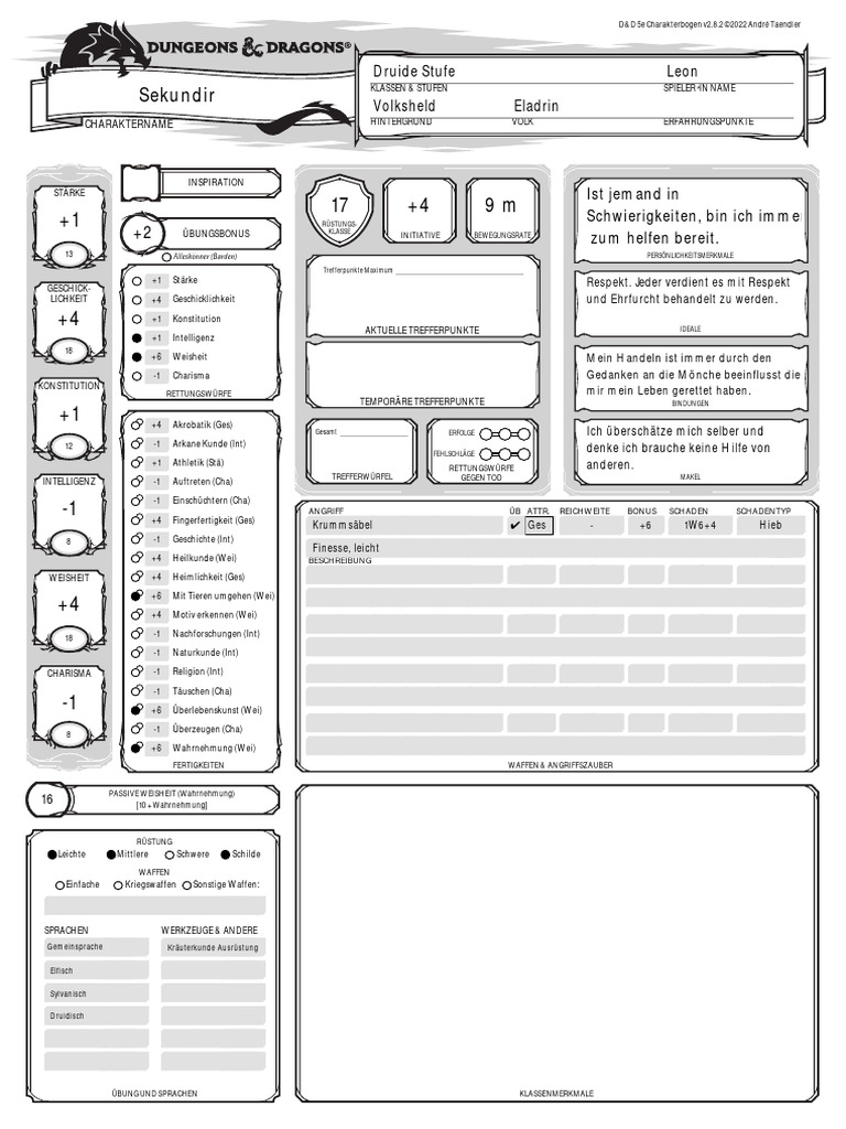 Charakterbogen Ataendler v2.8.2 | PDF