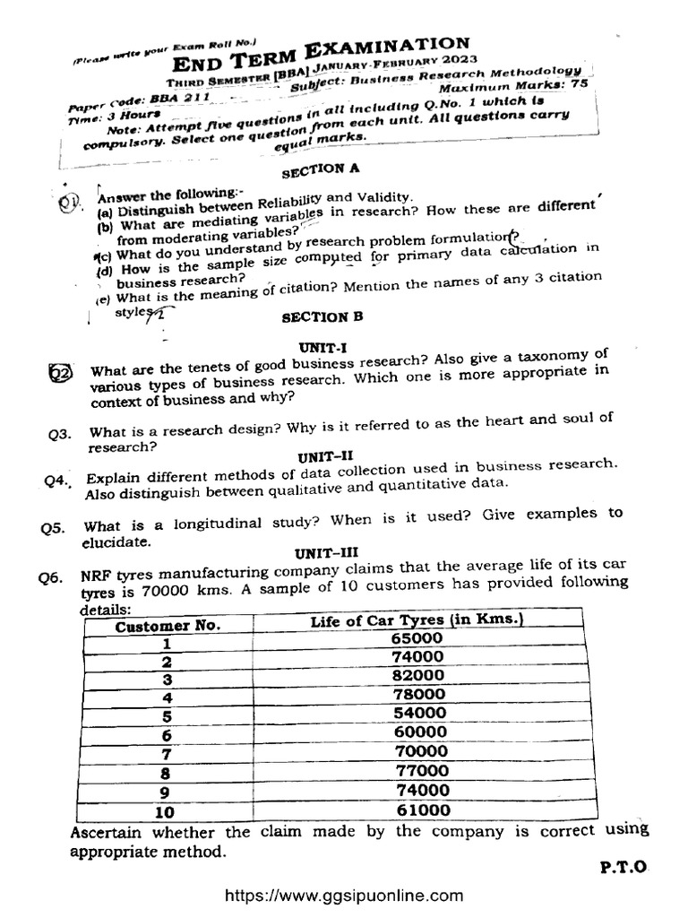 Bba 3 Sem Business Research Methodology Bba 211 Feb 2023 | PDF