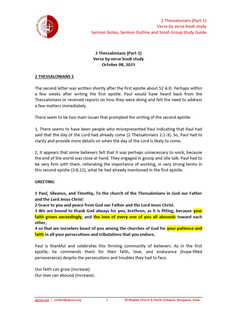 2 Thessalonians Part 1 Ps Ashish Raichur | PDF