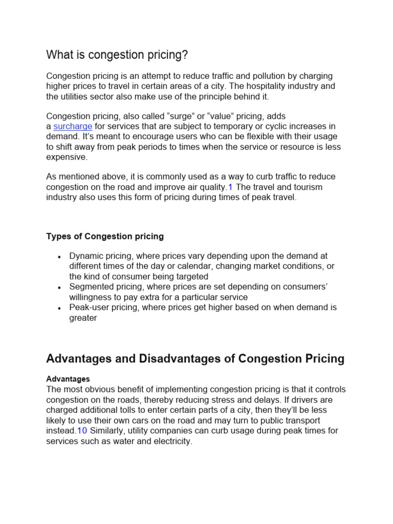 What Is Congestion Pricing | PDF