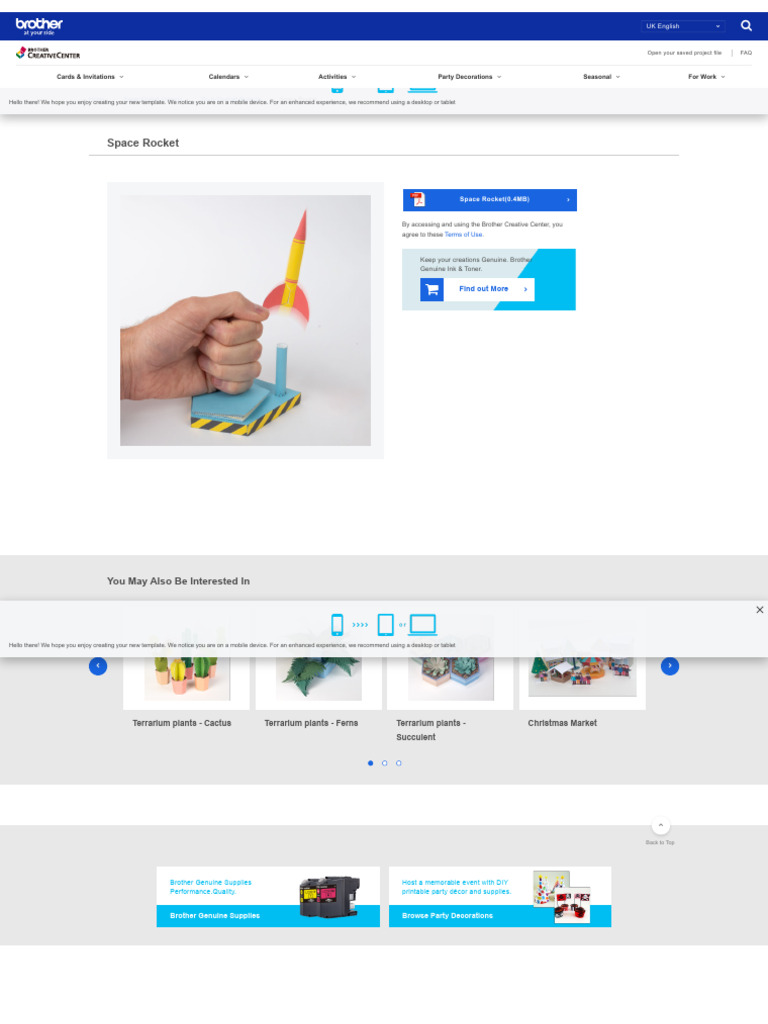 Free Printable Space Rocket - Creative Center | PDF