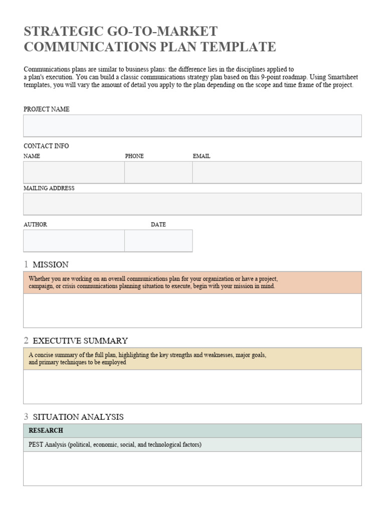 IC Strategic Go To Market Communications Plan Template 11011 | Download ...