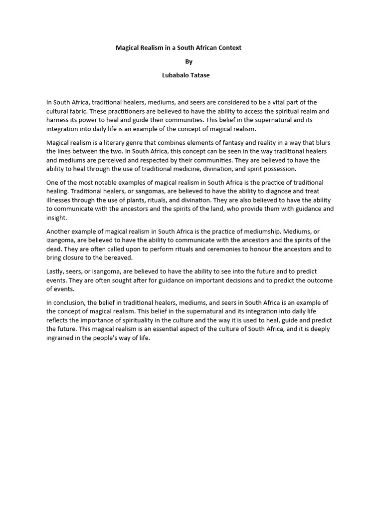 Magical Realism in A South African Context | PDF