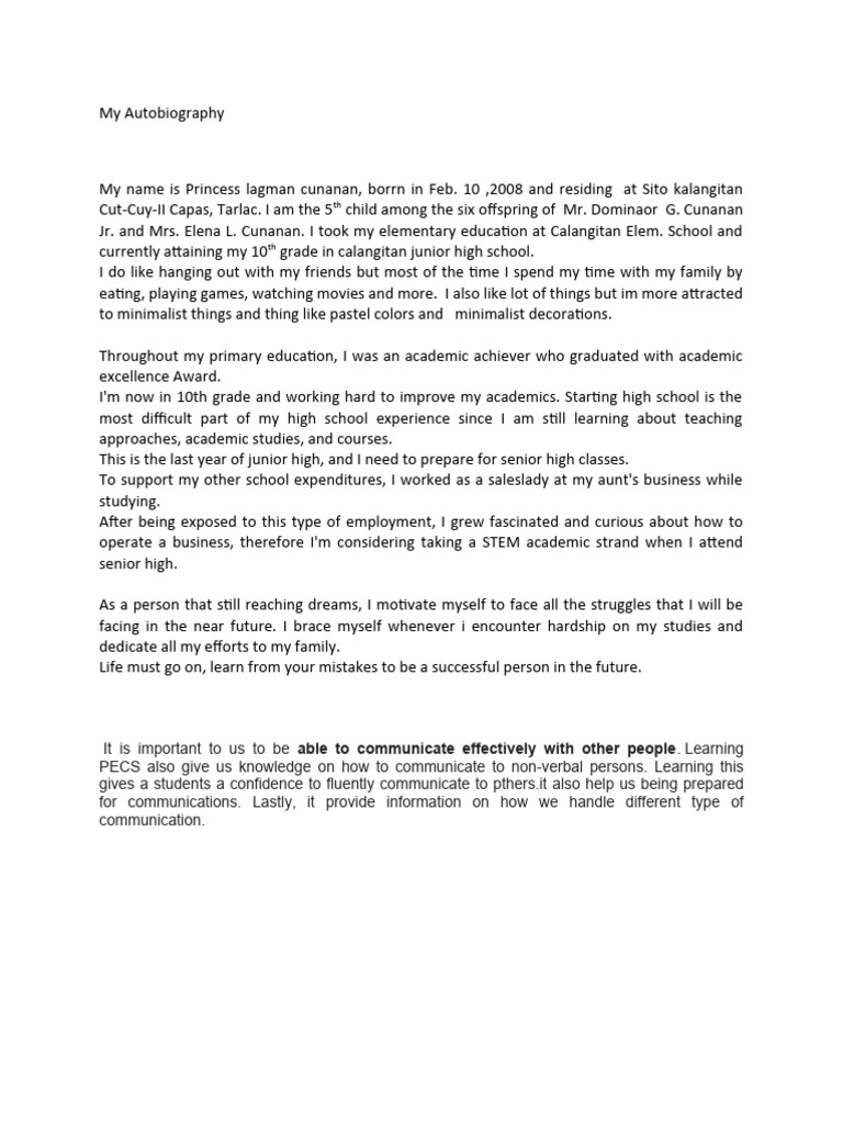 My Autobiography | PDF