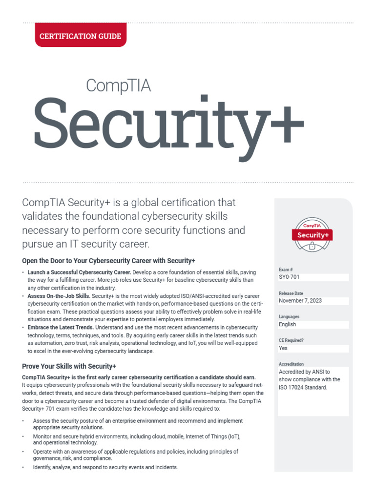 Security 701 Certification Guide - Oct Final | PDF