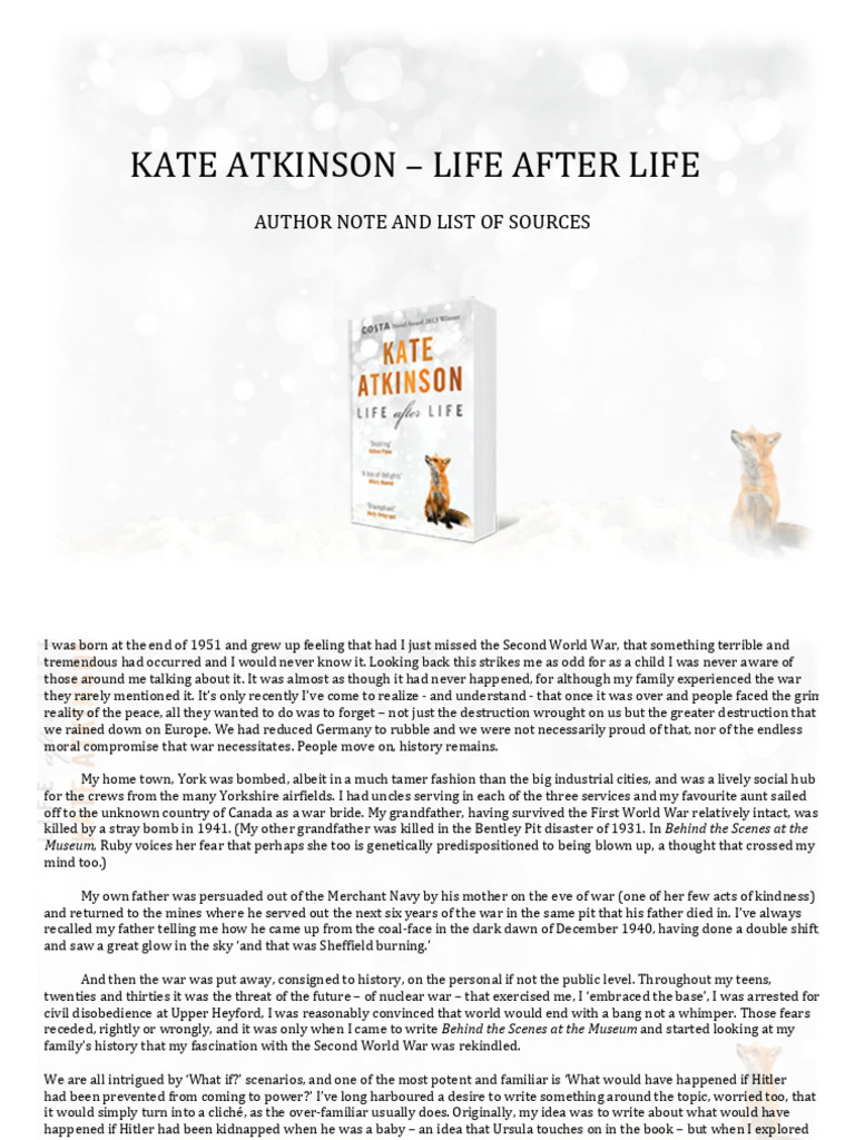 Life-After-Life-by-Kate-Atkinson-Author-Notes | PDF