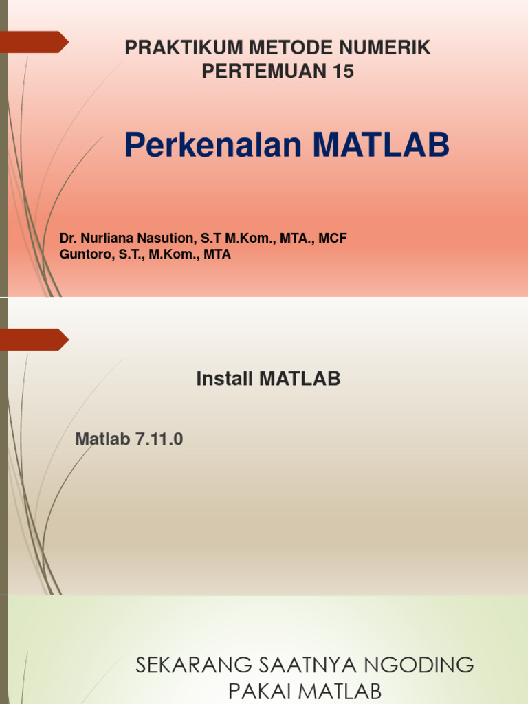 Pertemuan 13.2. Perkenalan MATLAB | PDF