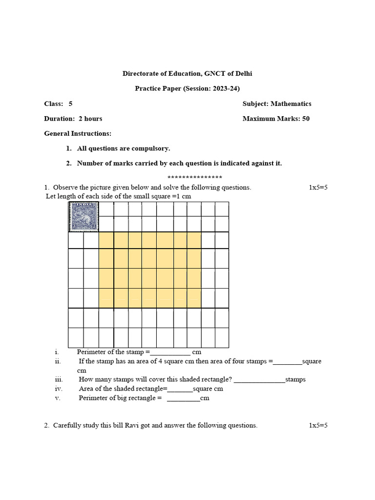 5 Math Eng PP 2023 24 1 | PDF | Area | Geometry