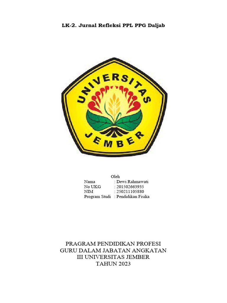 LK 2.jurnal Refleksi PPL PPG Daljab | PDF | Karier & Perkembangan