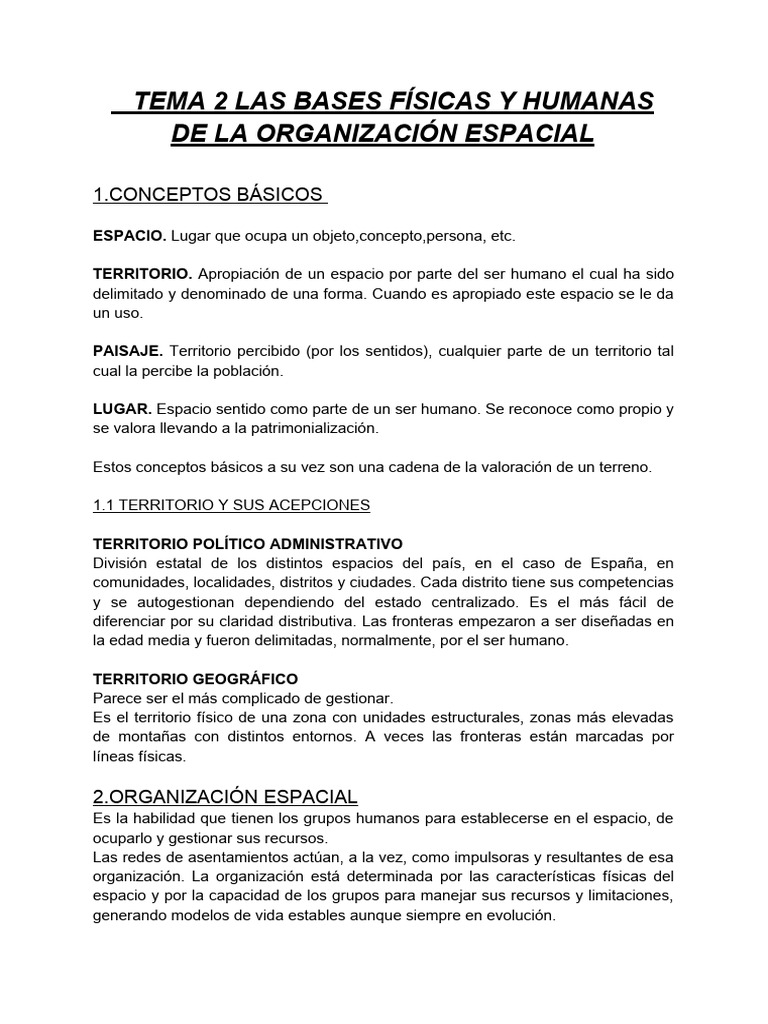 Tema 2 Las Bases Físicas y Humanas de La Organización Espacial | PDF ...