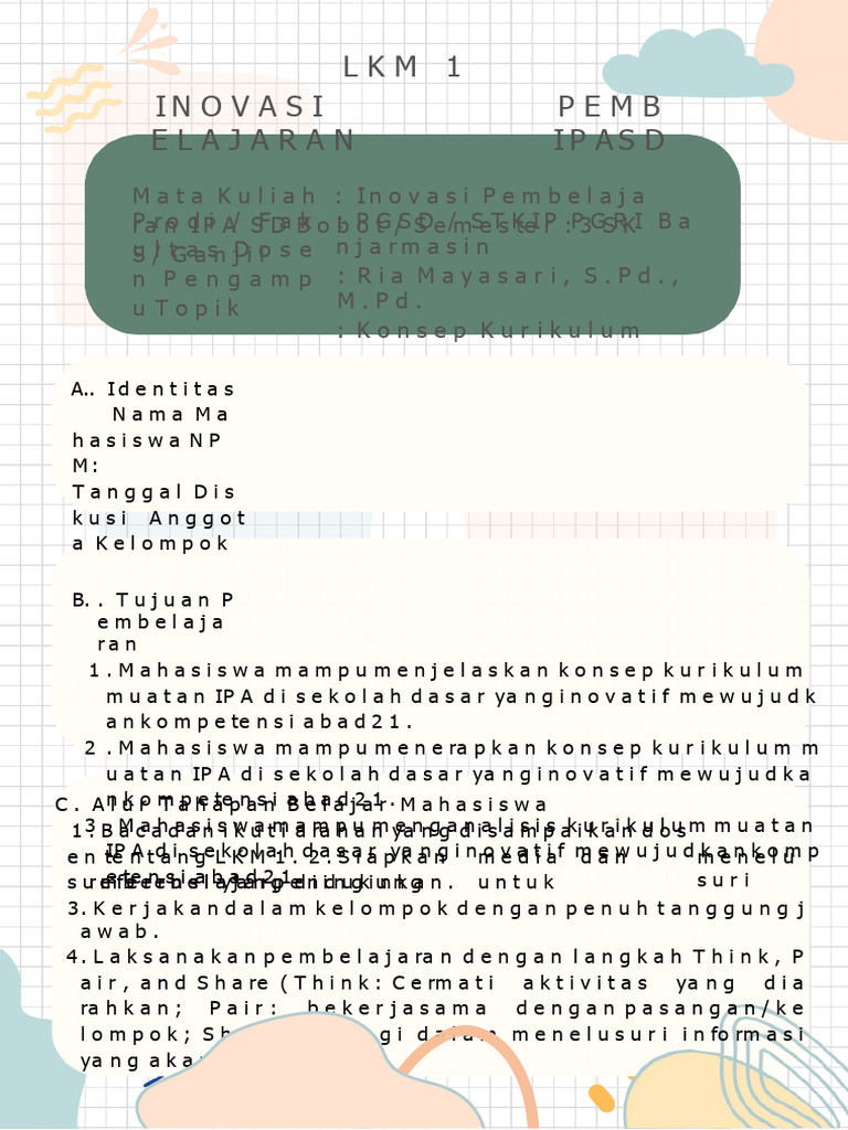LKM 1 Inovasi Pembelajaran Ipa SD | PDF