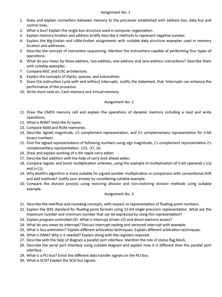 COA Question Bank | PDF