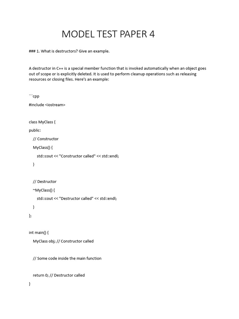 Model Test Paper 4 | PDF