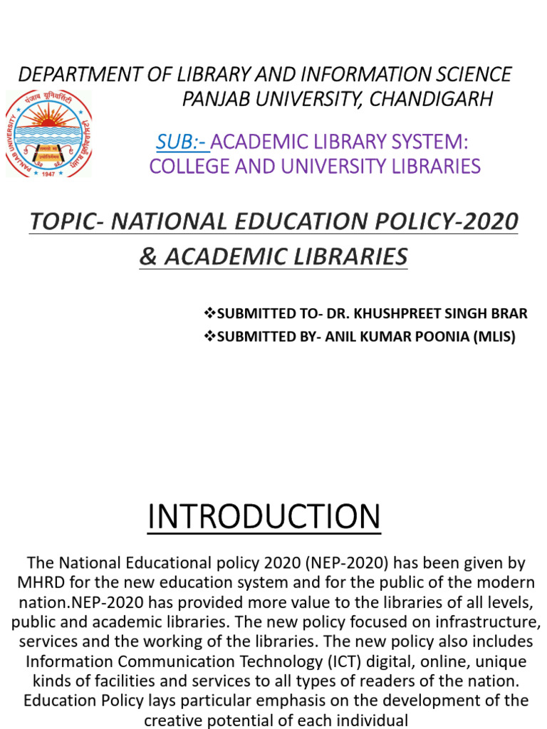 National Education Policy and Academic Libra | PDF | Libraries | Educational Technology
