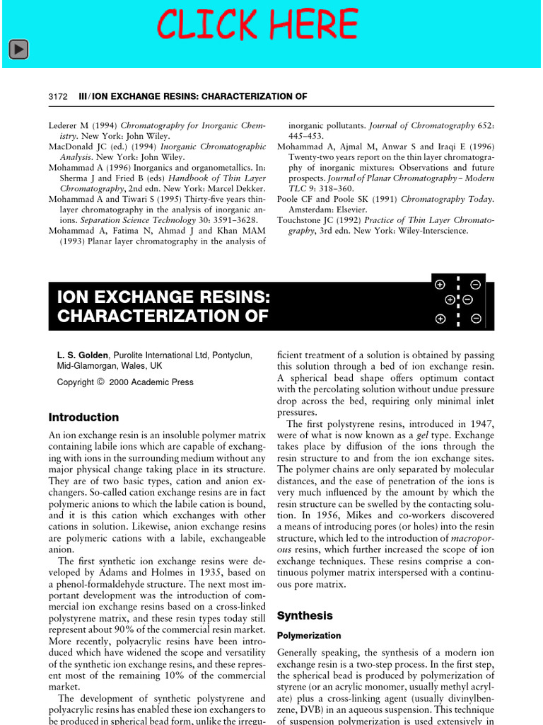 Ion Exchange Resins - Characterization of | PDF