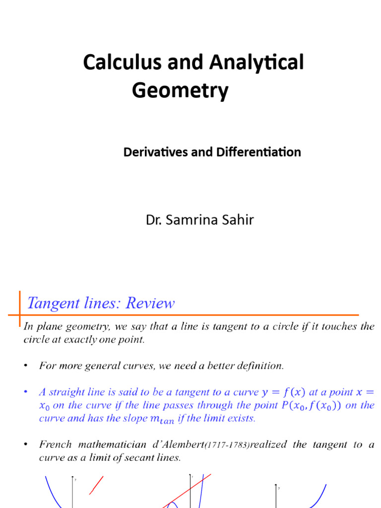 Calculus and Analytical Geometry - Derivatives - Differentiation | PDF