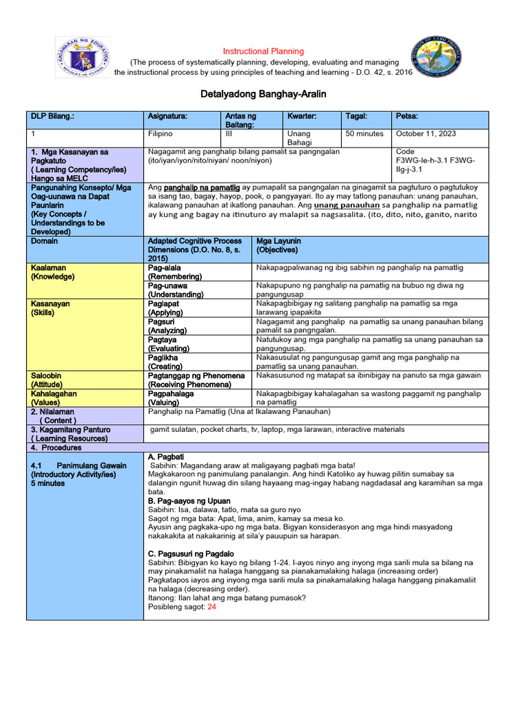COT 1-Filipino | PDF
