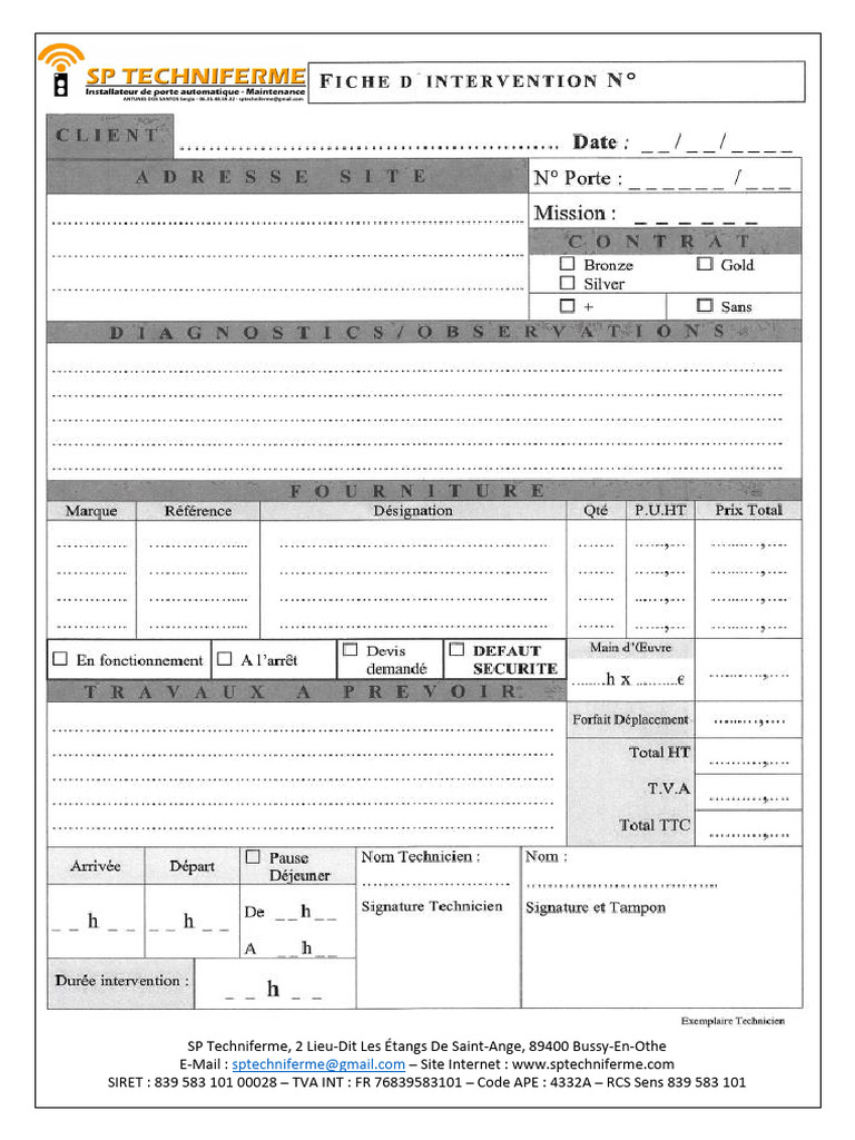 Fiche D'Intervention | PDF