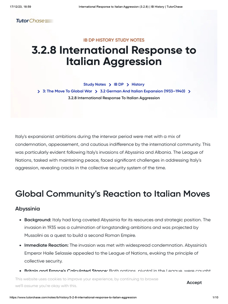 International Response To Italian Aggression (3.2.8) - IB History ...