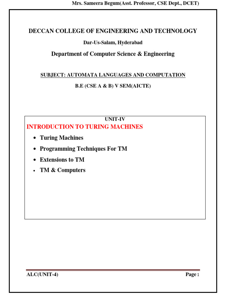 Alc Unit-4 Notes With Problems | PDF